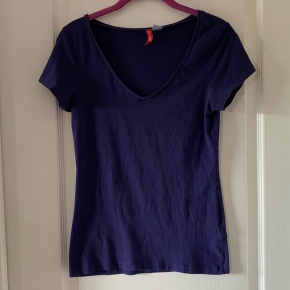 H&M | Tops | Hm Divided Dark Blue Almost Purple Tee | Poshmark